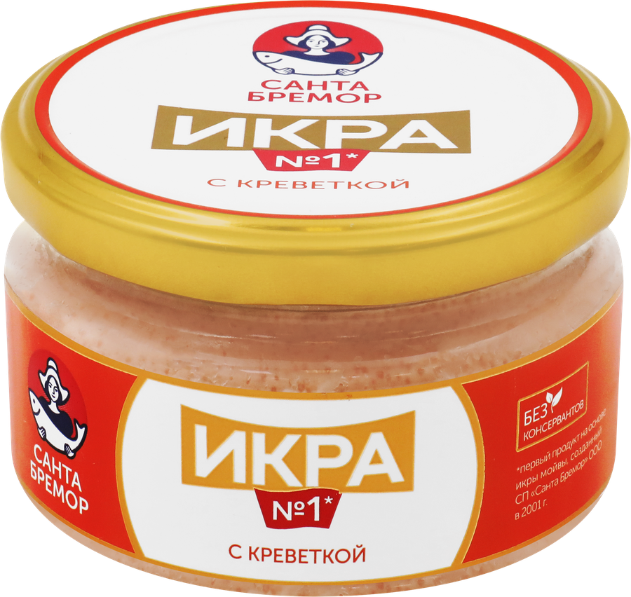 Икра мойвы САНТА БРЕМОР Икра №1, деликатесная с креветкой, 180г купить ...